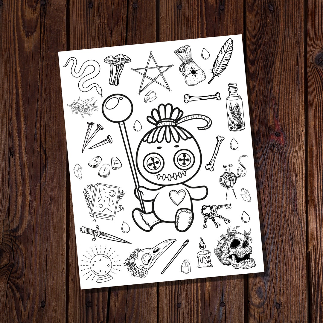 Voodoo Magic Coloring Page-goth Style Coloring Page-witchy Coloring ...