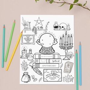 The Art of Potions Coloring Page-crystal Ball-ouija Board Coloring ...