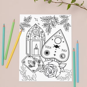 Divination-planchette Coloring Page-witchy Coloring Page-magical ...