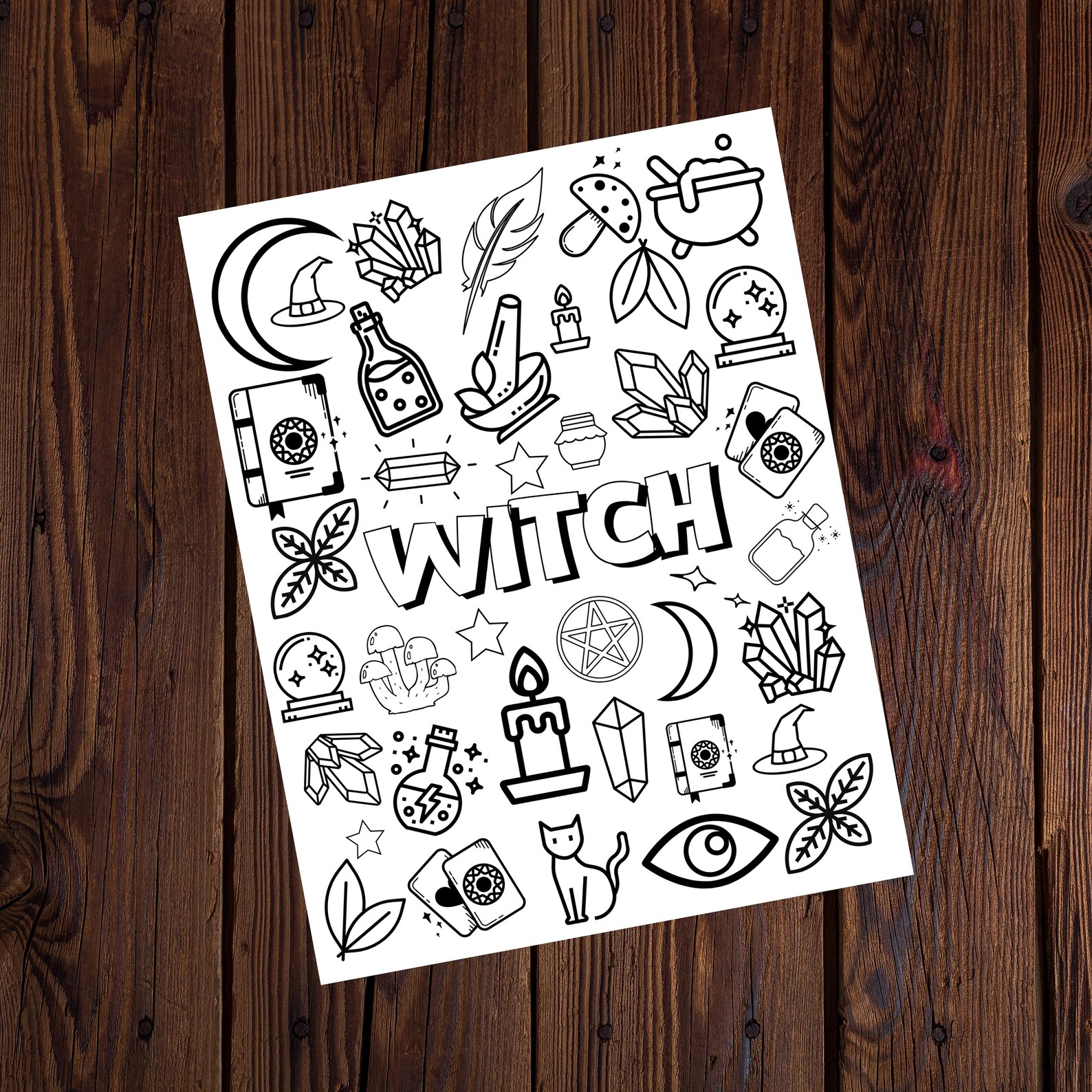 The Word Witch Coloring Page- Spiritual - Digital - All Ages Coloring ...