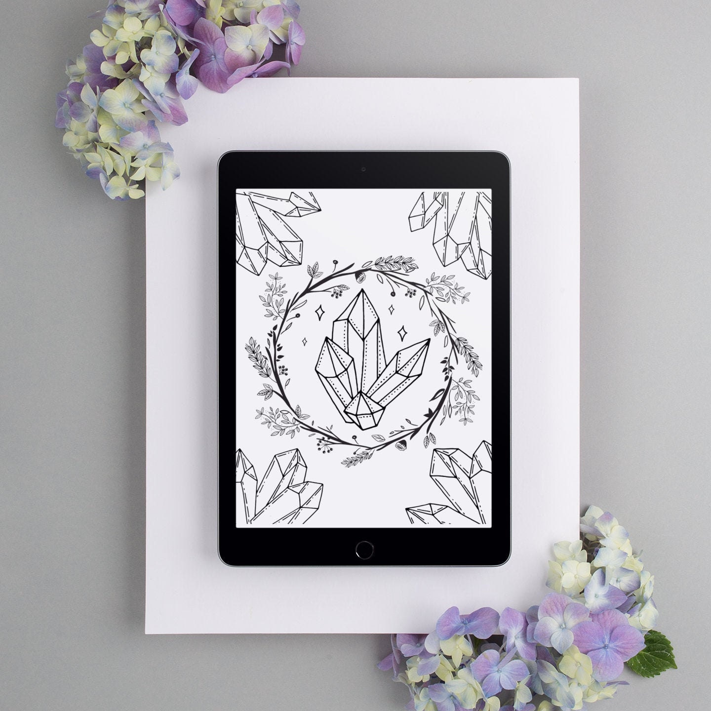 Crystal Magic Printable Coloring Page-magical Coloring Page- Witchy ...
