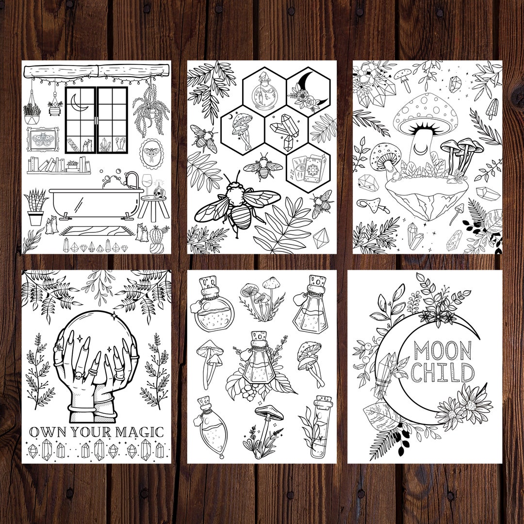 25 Witchy Coloring Pages-magical Coloring-spiritual Coloring-coloring ...