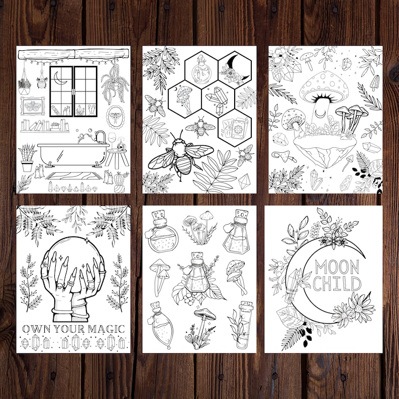 25 Witchy Coloring Pages-magical Coloring-spiritual - Etsy
