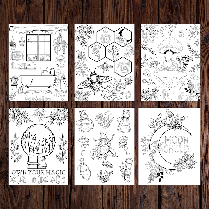 Witchy Coloring Pages - Etsy