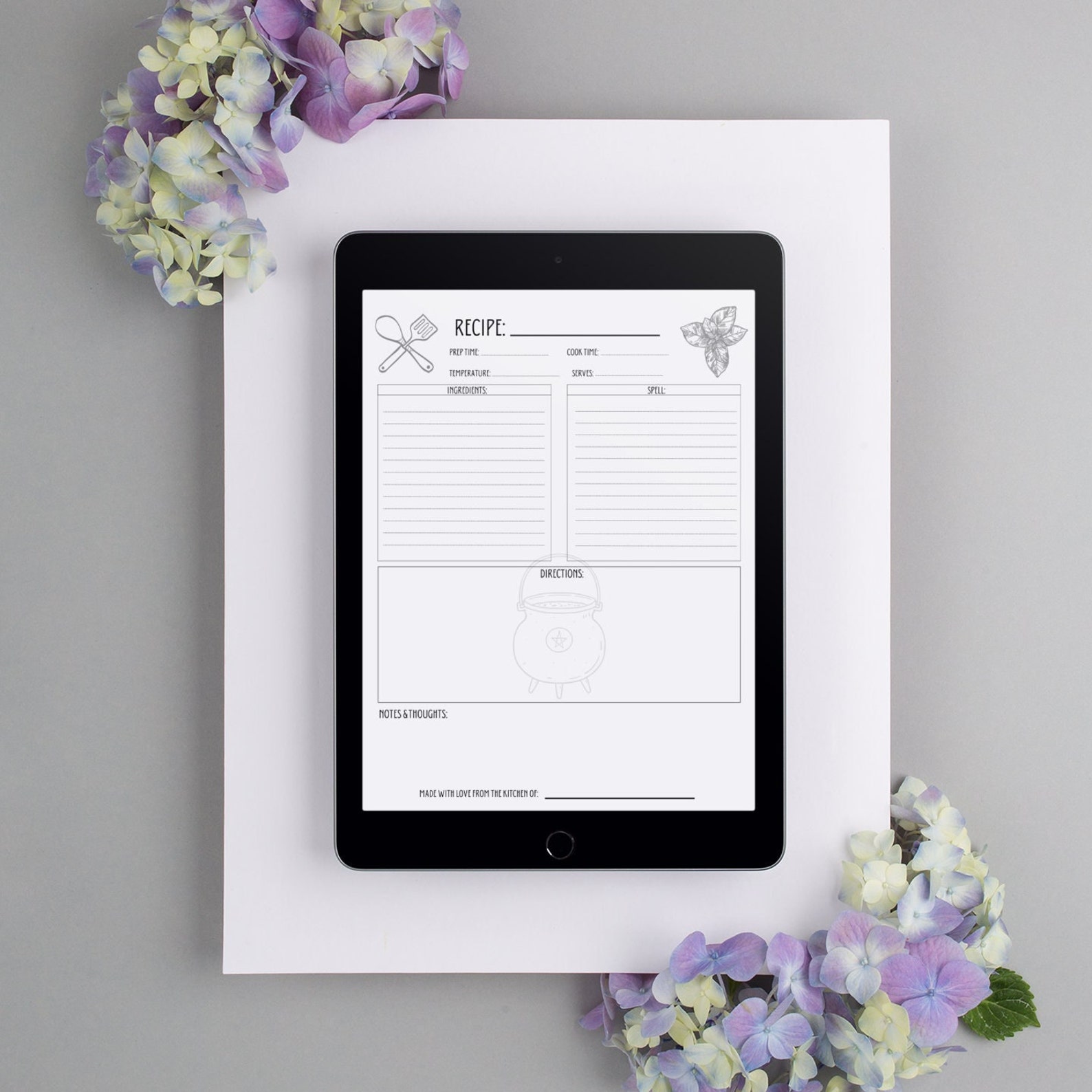 Recipe Sheet-magical Recipe Sheet- Witchy Recipe Template-kitchen Witch ...