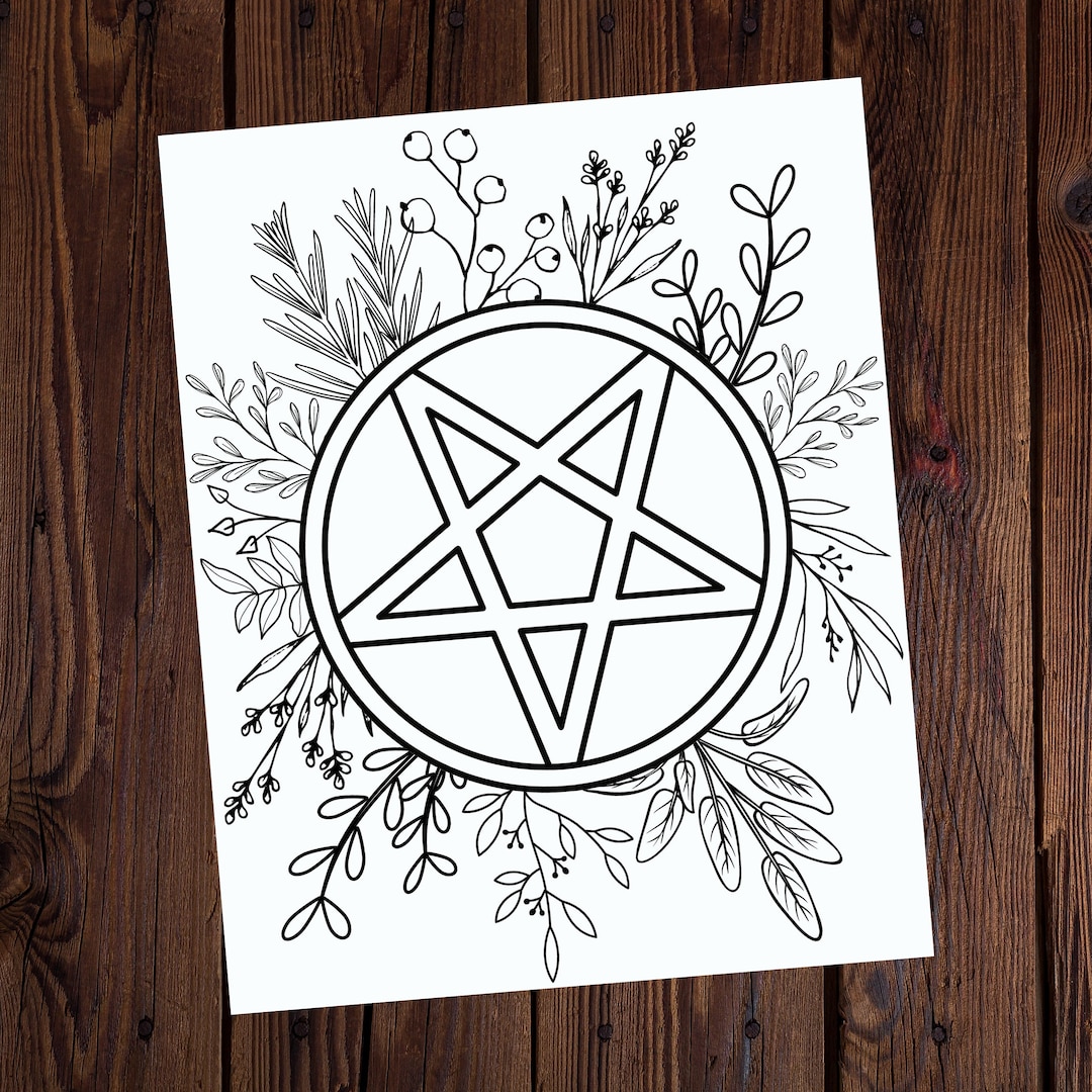 Magic Pentacle Printable Coloring Page-pentacle Coloring-magical Coloring-witchy Coloring Page ...