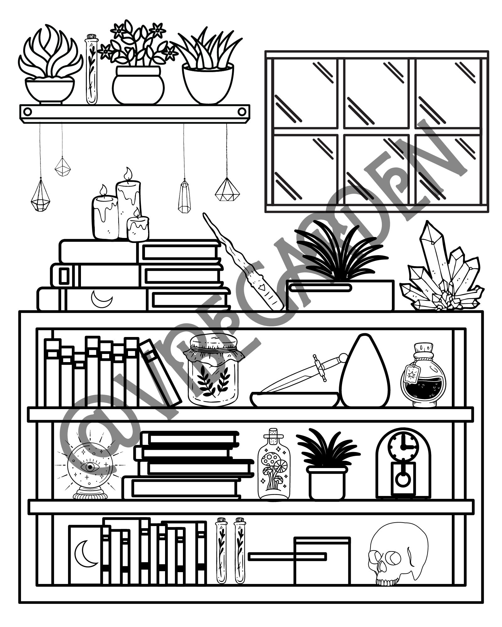Room Full of Magic Coloring Page-magical Coloring - Etsy
