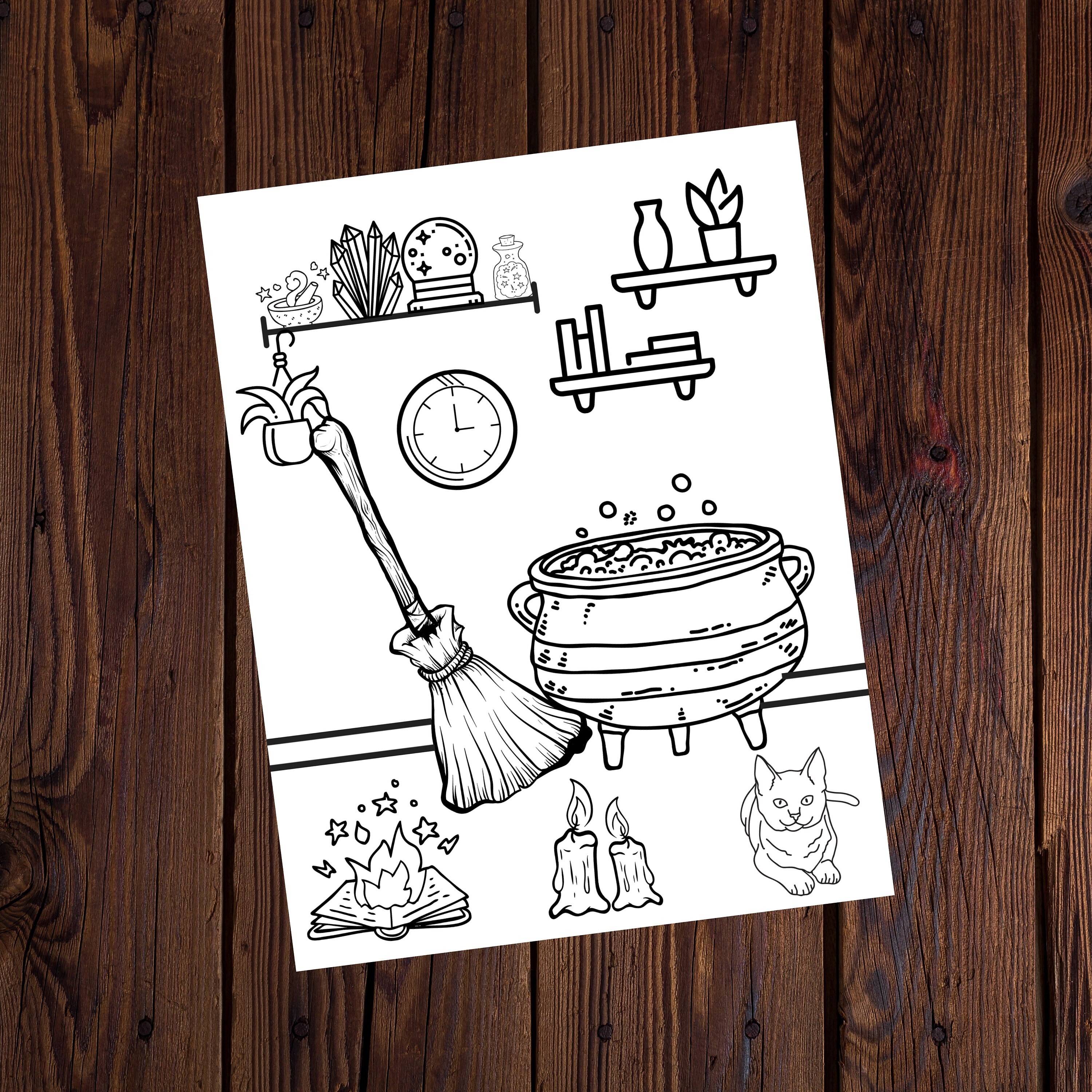 Cauldron Room Spiritual Digital All Ages Coloring - Etsy