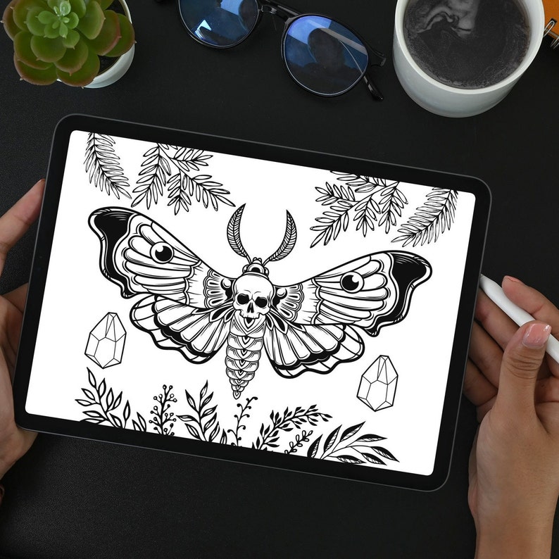 Death Moth Coloring Page-goth Style Coloring Page-witchy Coloring Page ...