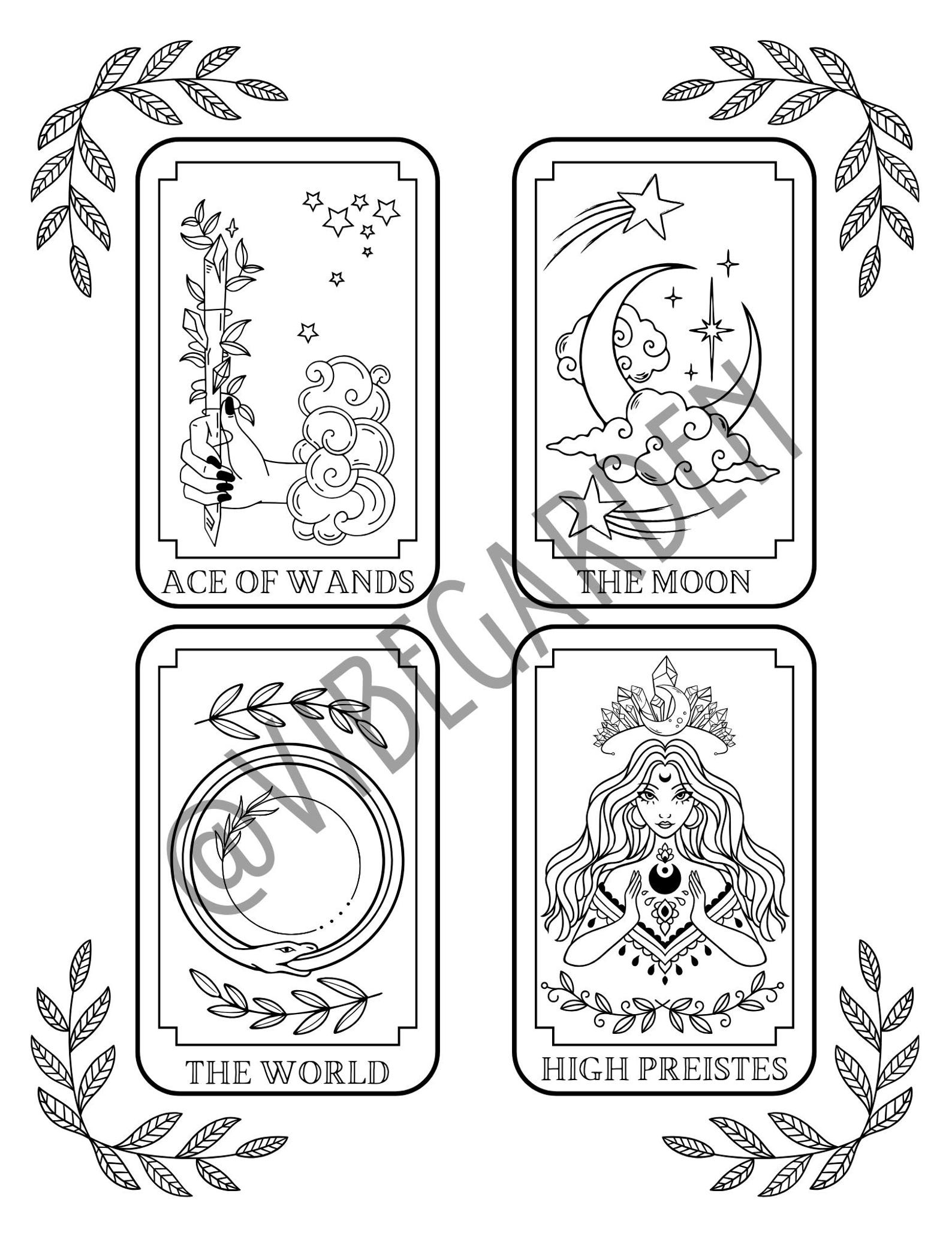 Tarot Coloring Page-witchy Coloring Page-spiritual Coloring-moon ...