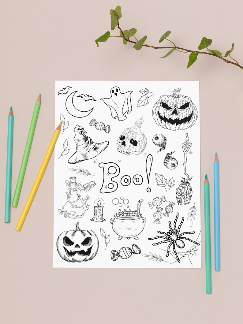 Halloween Coloring Page-boo Coloring Page-jack O Lantern - Etsy