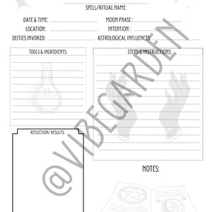 Spell & Ritual Grimoire Template-book of Shadows Page-record Keeping ...