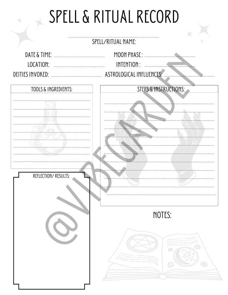 Spell & Ritual Grimoire Template-book of Shadows Page-record - Etsy