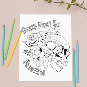 Death Must Be Beautiful Coloring Page-goth Style Coloring Page-witchy ...
