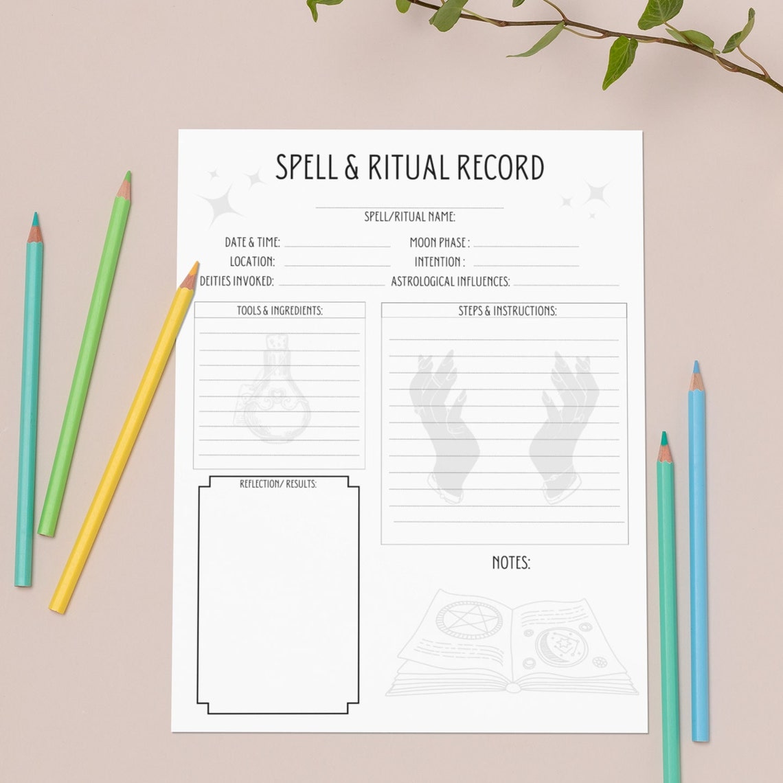 Spell & Ritual Grimoire Template-book of Shadows Page-record - Etsy