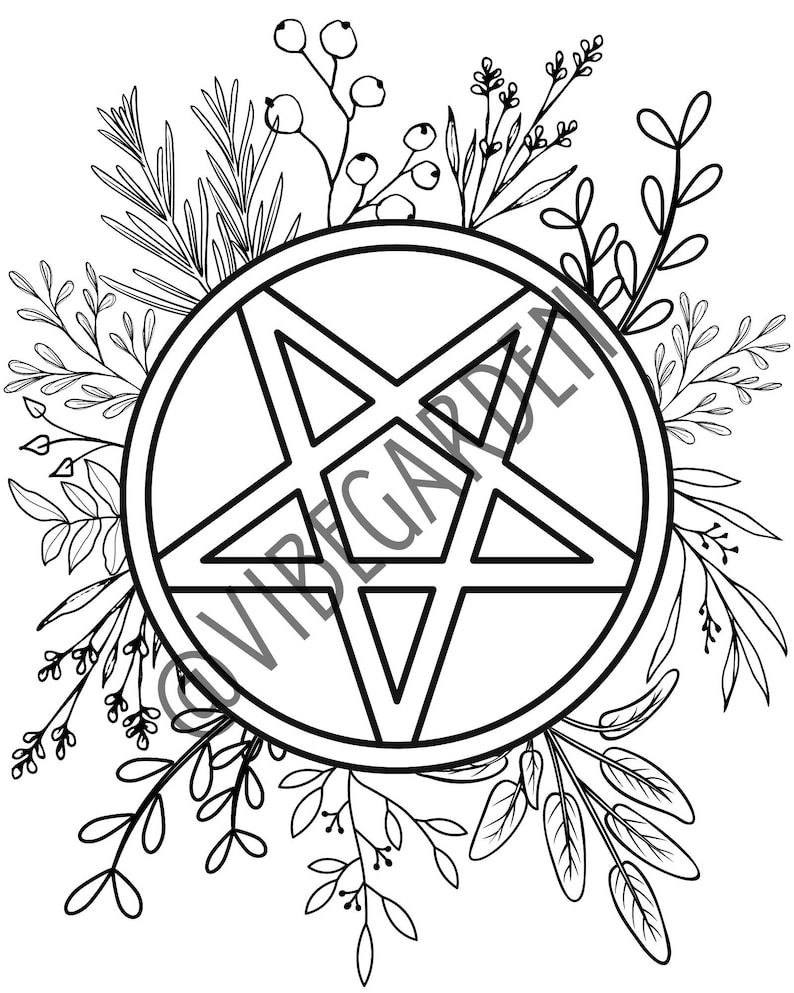 Magic Pentacle Printable Coloring Page-pentacle | Etsy