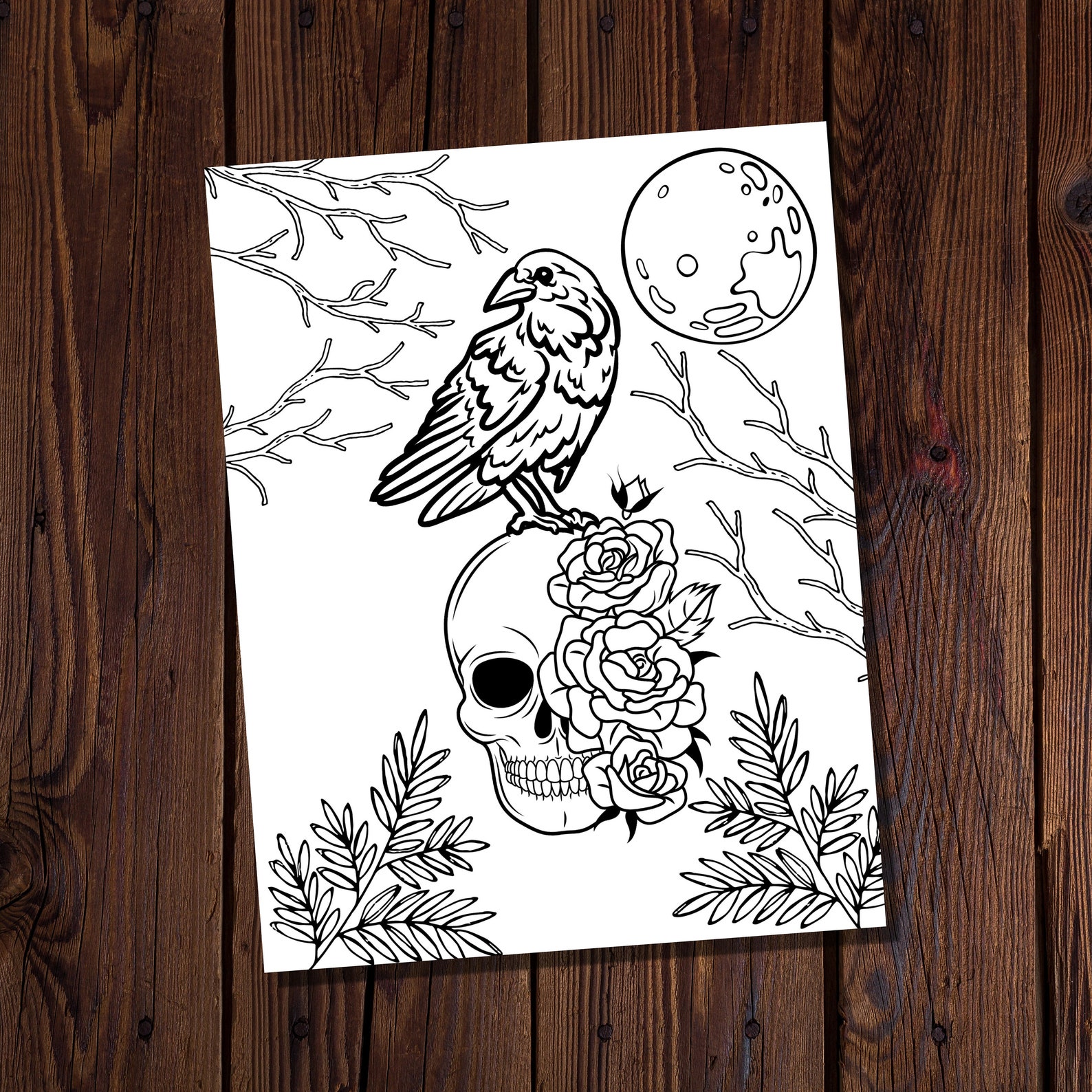 6 Pack Goth Style Coloring Pages-witchy Things Coloring-stress - Etsy