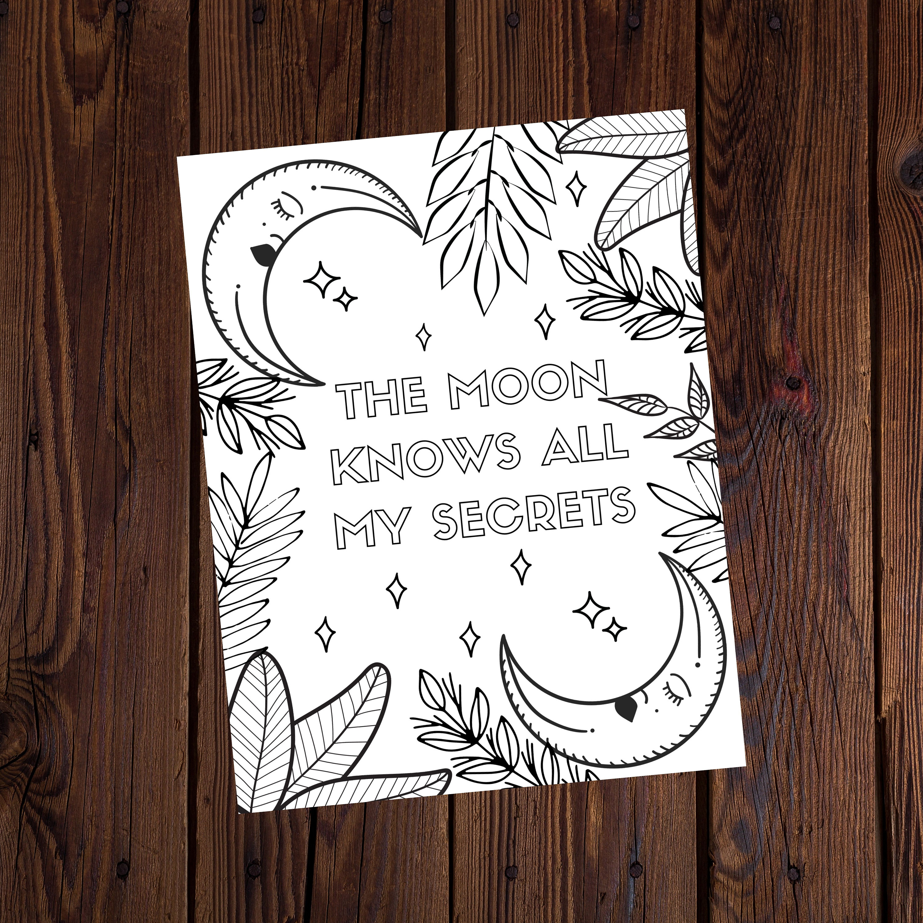 The Moon Knows All My Secrets Coloring Page Spiritual - Etsy