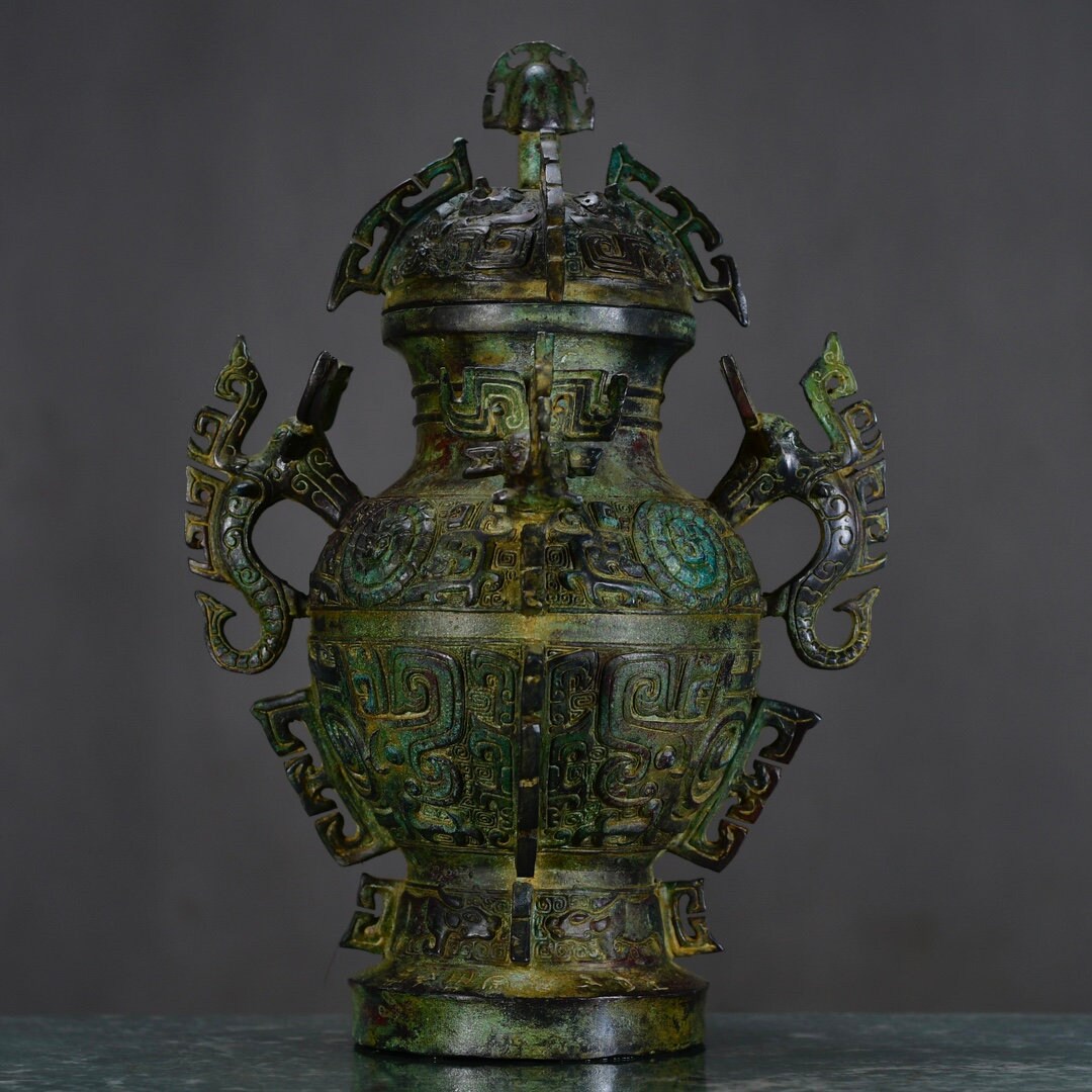 Chinese Statue Hand-carved Han Dynasty Bronze Animal Face Ornaments ...