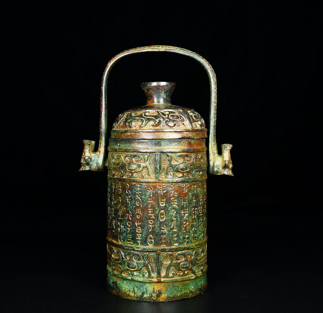 Chinese Statue Hand-carved Shang and Zhou Bronze Inscriptions Handle ...