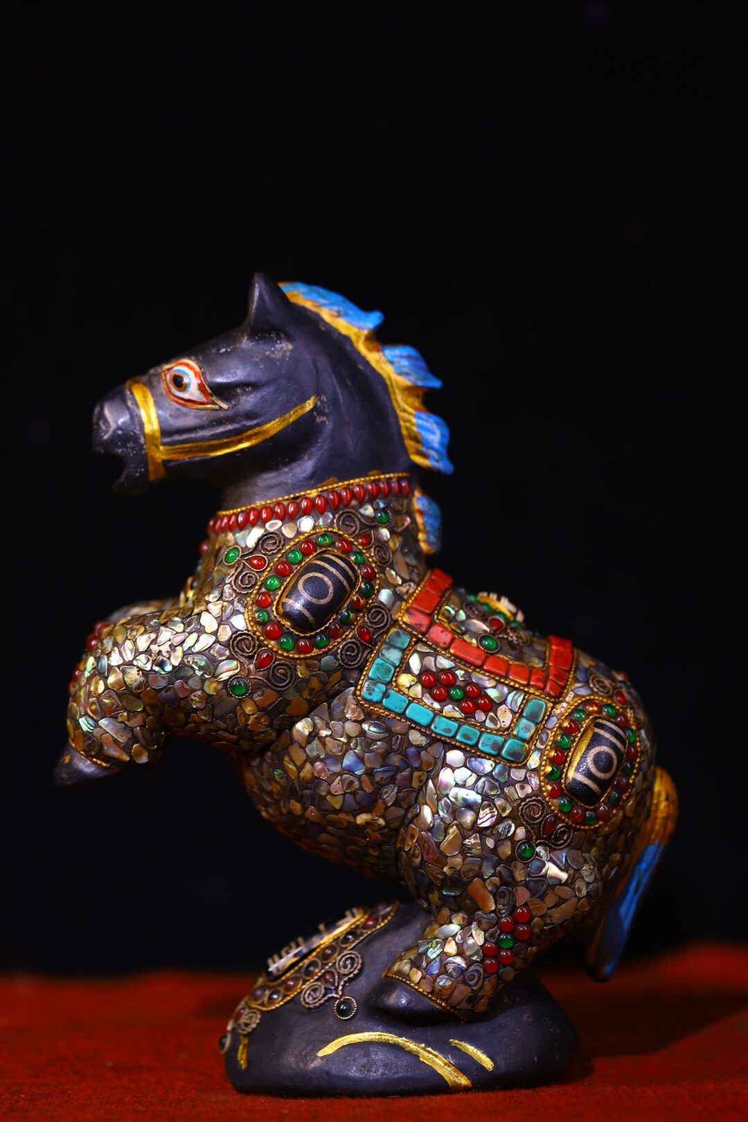 Chinese Statue Hand-carved Meteorite Inlaid Gemstone Immediate - Etsy