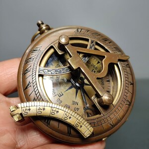 Chinese Antique Hand Carved Pure Copper Reflow Inlaid Compass Compass ...