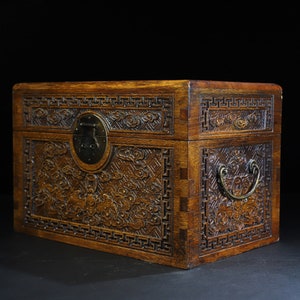 Chinese Statue Hand-carved Rosewood Multi-treasure Storage Box ...