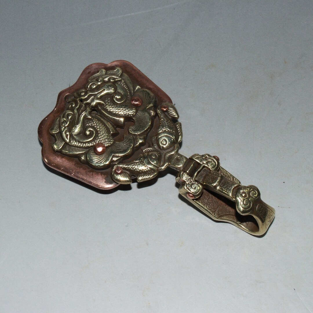 China's Pure Handmade Statue Red Copper Double Beast Belt - Etsy