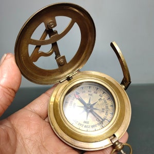 Chinese Antique Hand Carved Pure Copper Reflow Inlaid Compass Compass ...