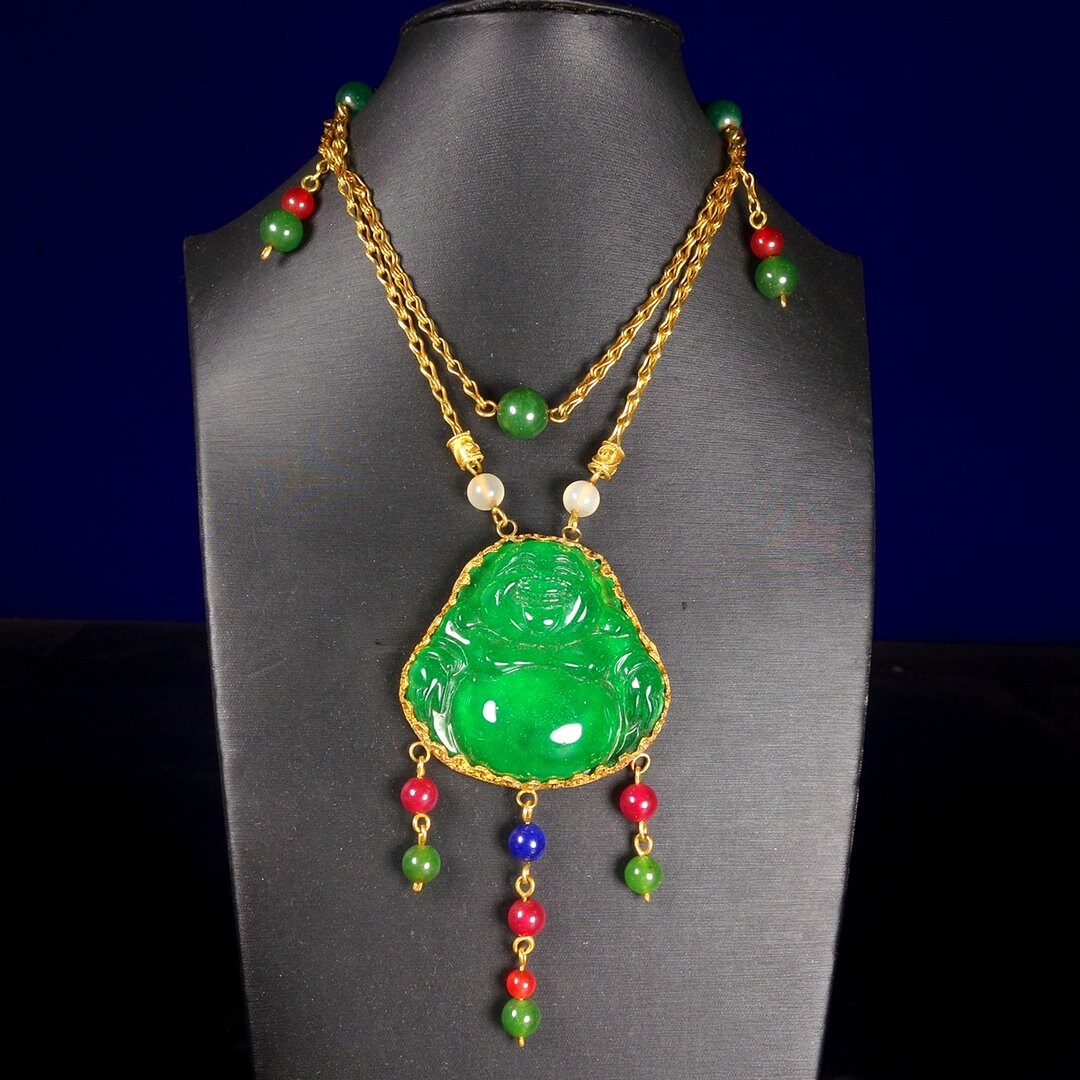 China's Pure Hand-carved Gold-plated Gem Inlaid Pendant - Etsy