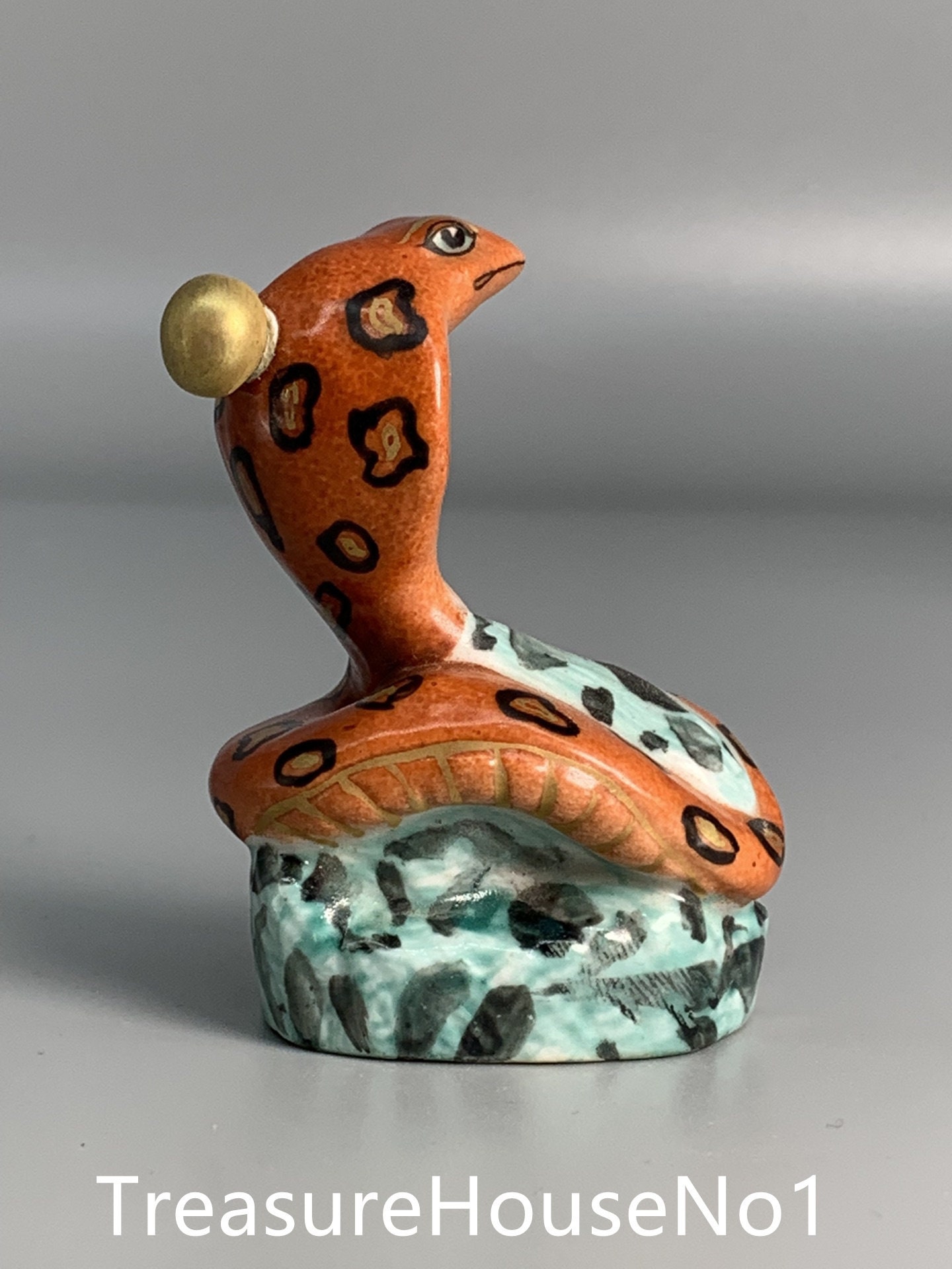 Collectibles Chinese antique handmade glazed snake shape snuff bottle ...