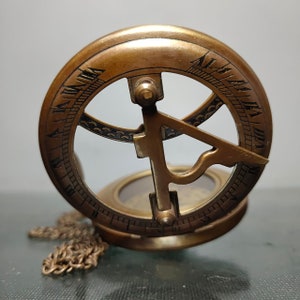 Chinese Antique Hand Carved Pure Copper Reflow Inlaid Compass Compass ...