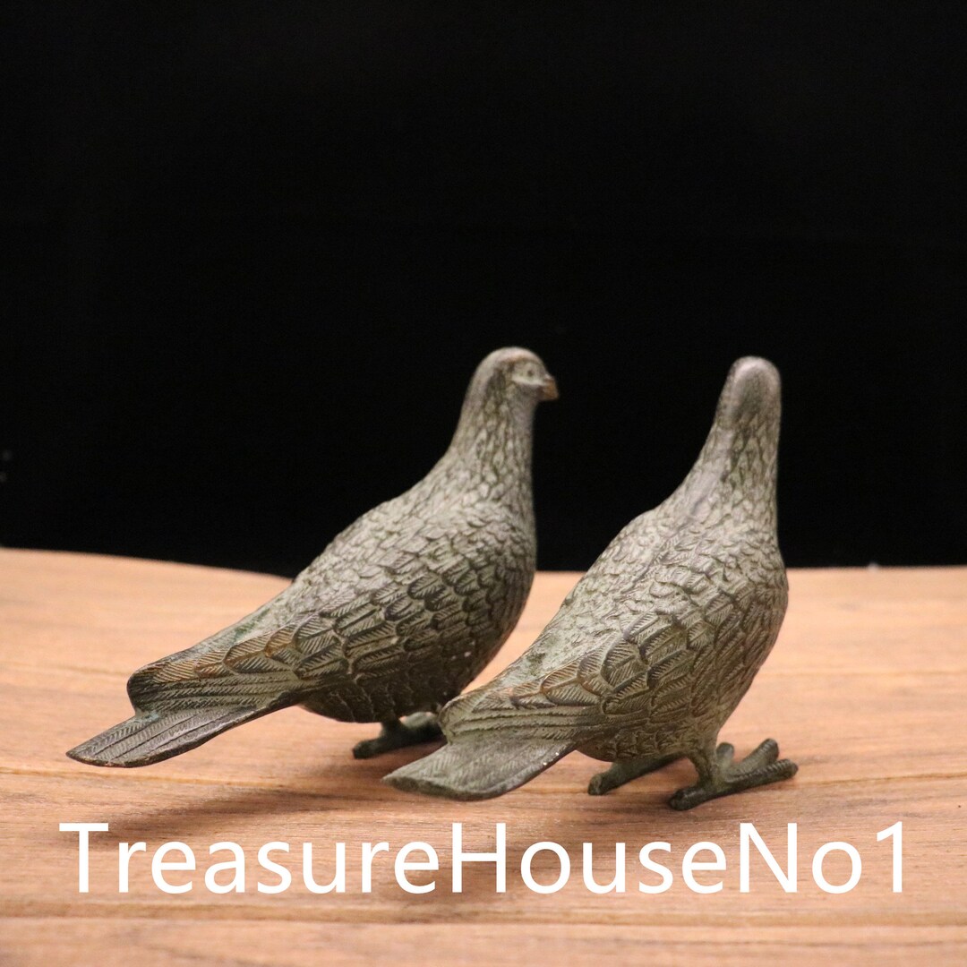 Chinese Antique Pure Copper Pigeons, a Pair of Exquisite and Rare Home ...