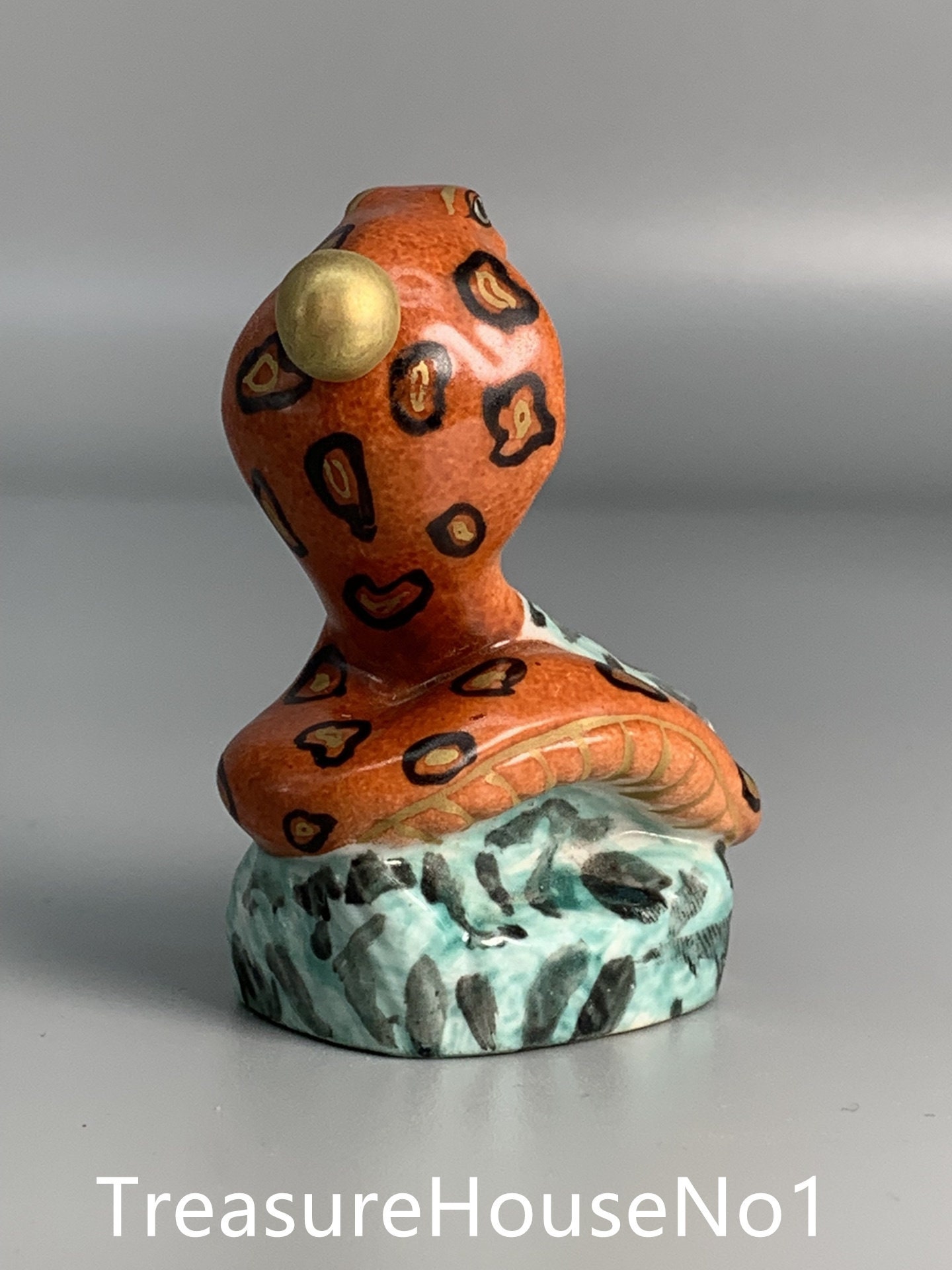 Collectibles Chinese antique handmade glazed snake shape snuff bottle ...
