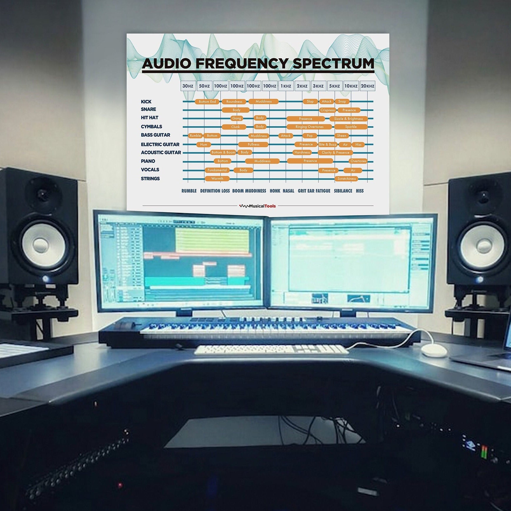 Audio Frequency Spectrum Printable Poster. Audio Home Studio Poster ...