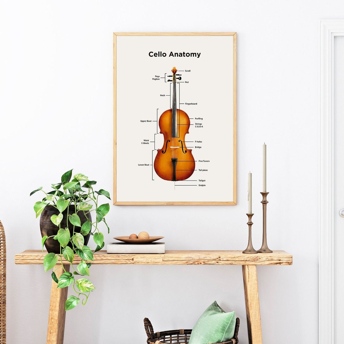 Cello Anatomy Poster. Cello Parts. Classical Music Instrument. High ...