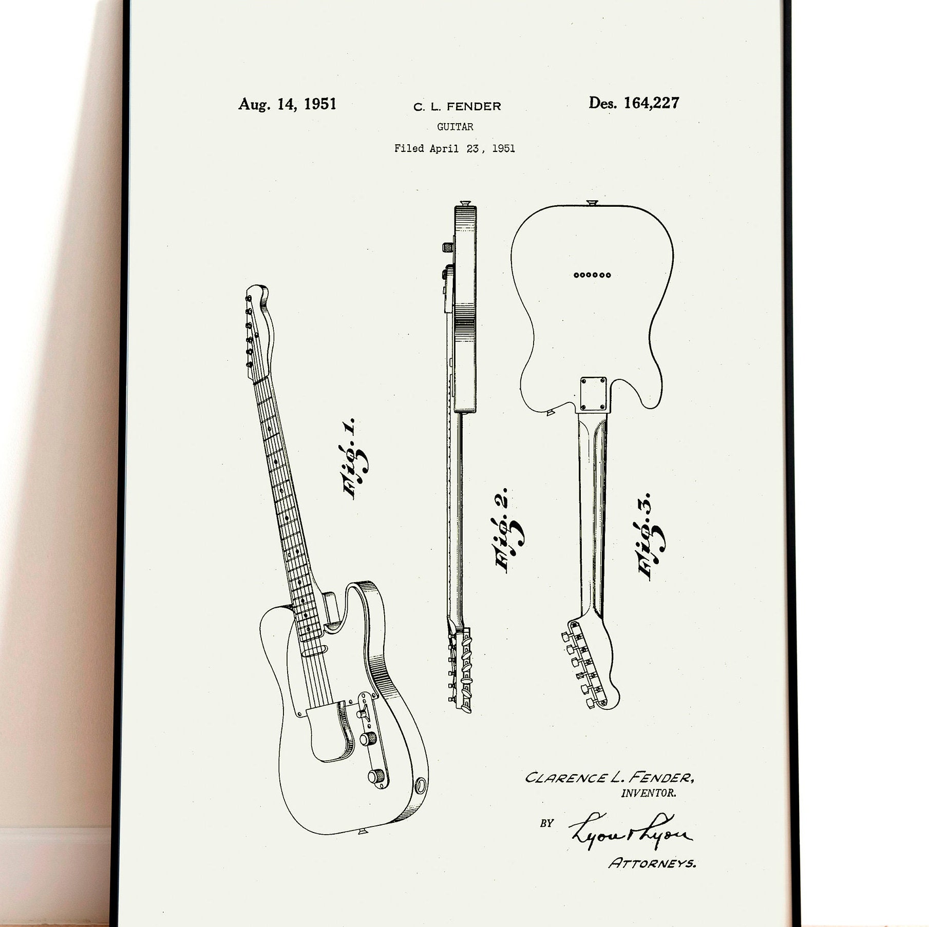 1951 Fender Telecaster Guitar Patent. Downloadable and Printable Poster ...