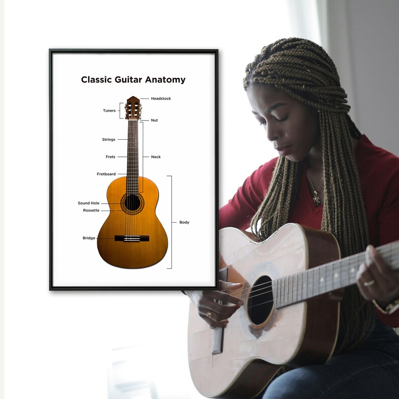 Classic Guitar Anatomy Poster. Classic Guitar Parts. Classical Music ...