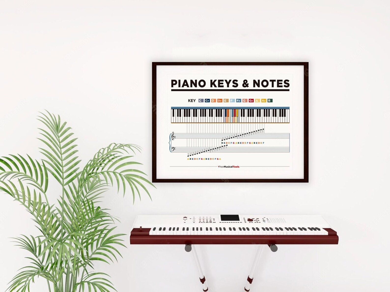 Piano Keys and Notes Poster Chart. Educational Piano Downloadable and ...