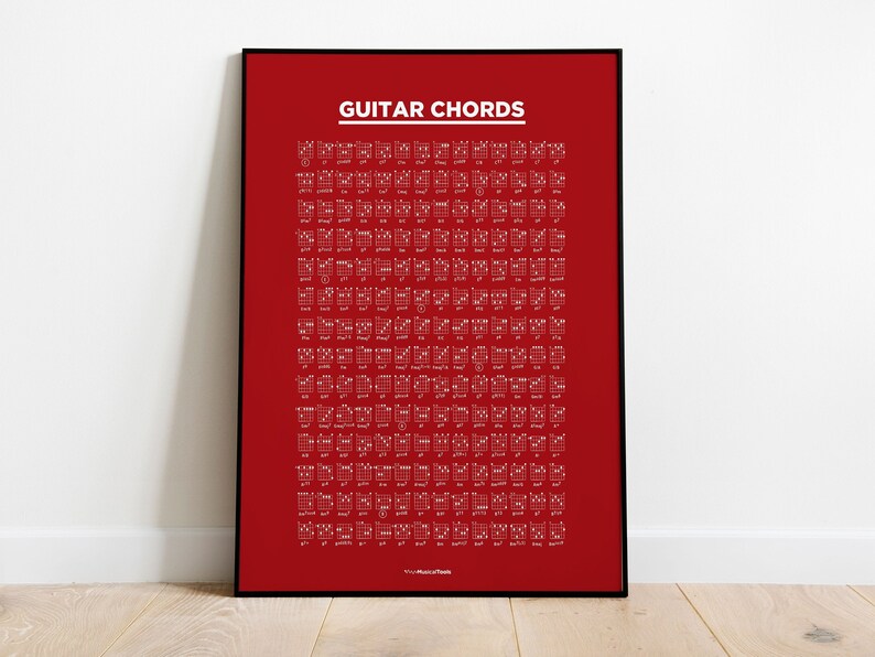 Guitar Extended Chord Chart Poster. Music Gift. Guitar Reference. Music ...