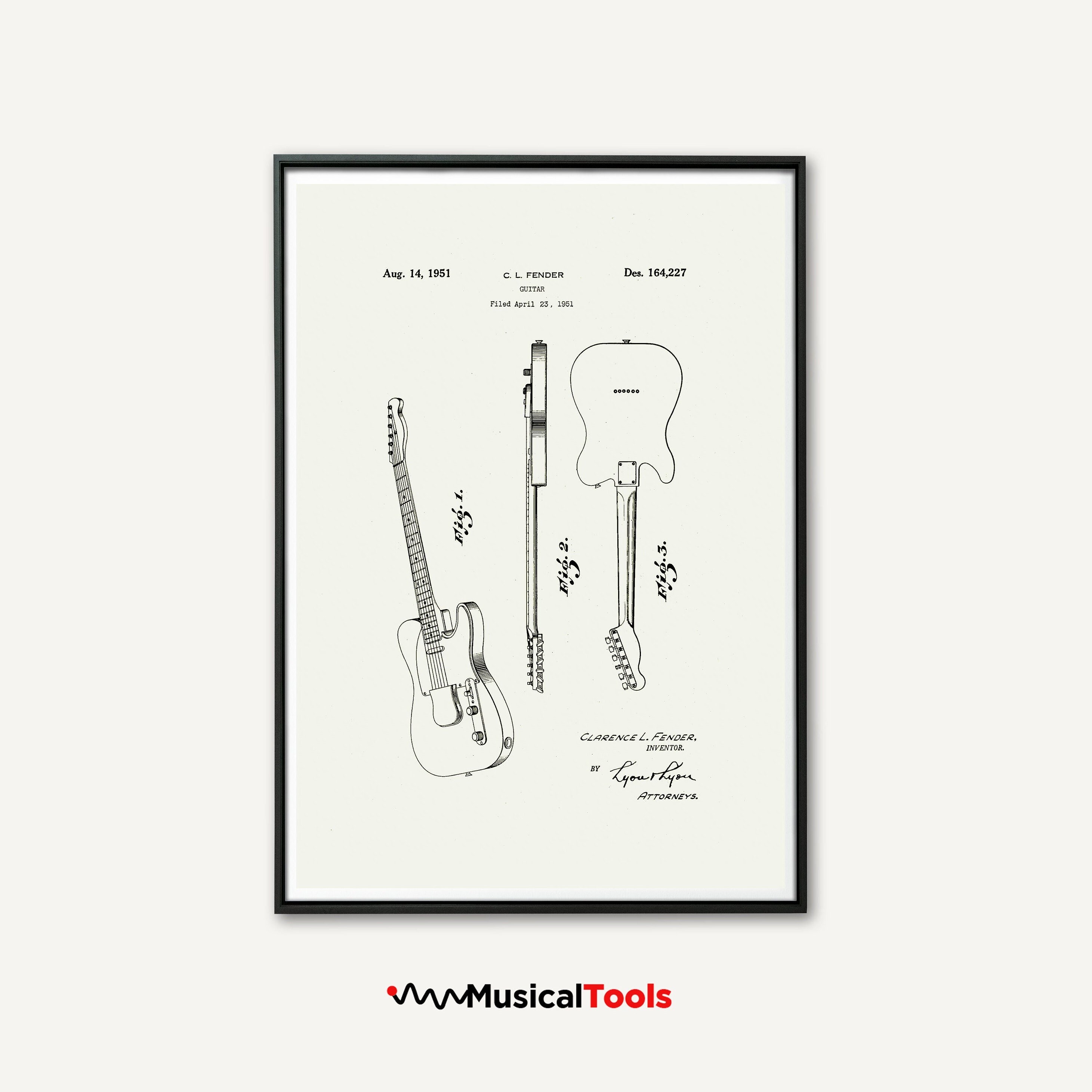 1951 Fender Telecaster Guitar Patent. Downloadable and Printable Poster ...