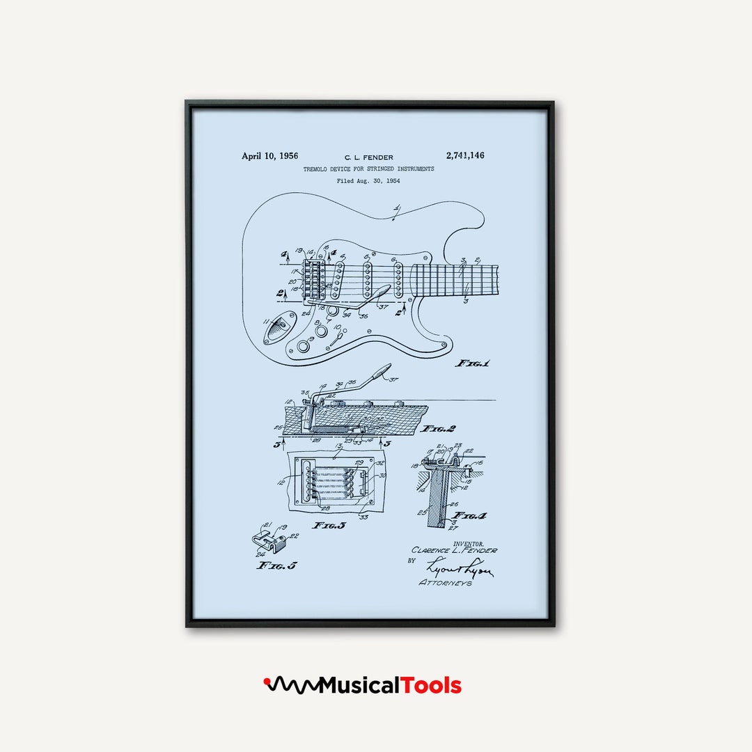 Fender Stratocaster Tremolo Patent Poster. Vintage Printable and ...
