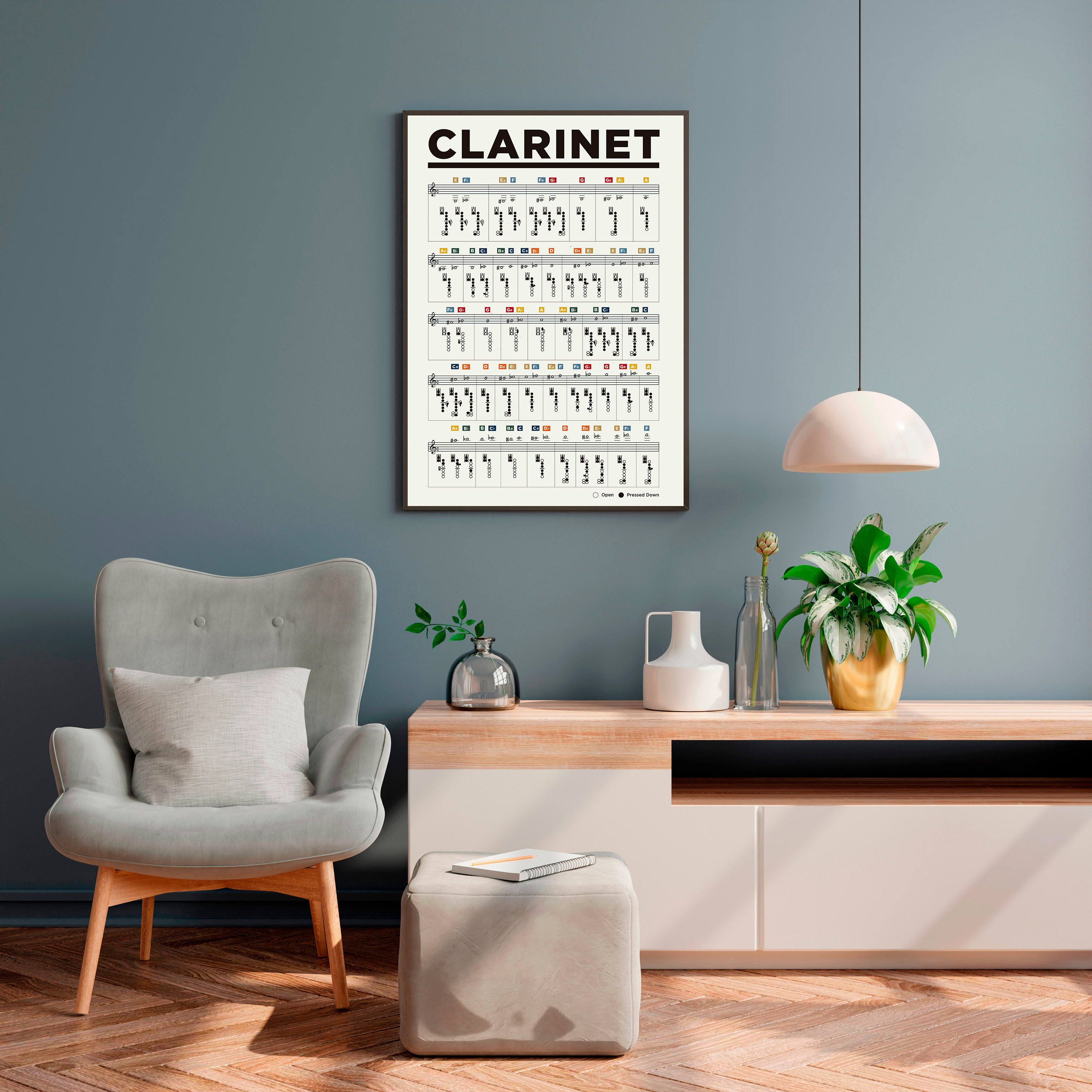 Clarinet Fingering Notes Printable Poster Chart. Learn Clarinet Music ...