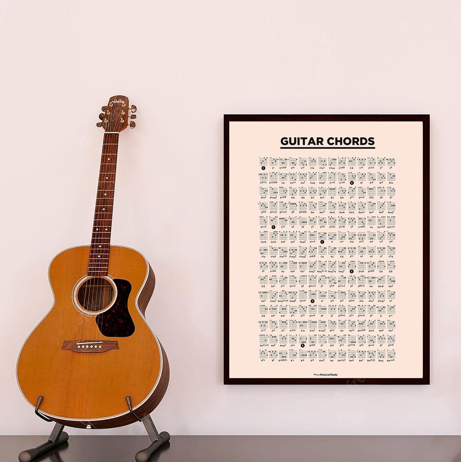 Guitar Extended Chord Chart Printable Poster. Music Gift. Guitar ...