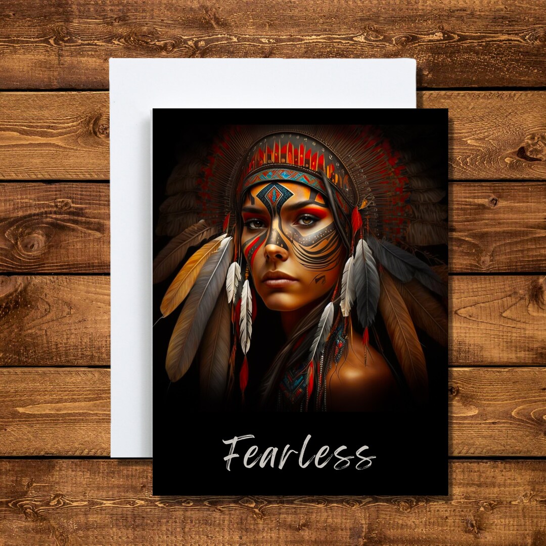 Inspirational Tribal Native American Woman in Colorful Headdress 5x7 ...