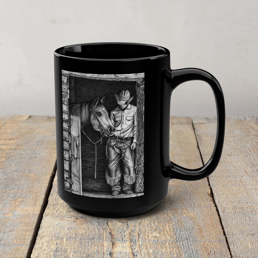 Cowboy Horse Mug• love a Cowboy Coffee Cup • Horse Design Mug • Western ...