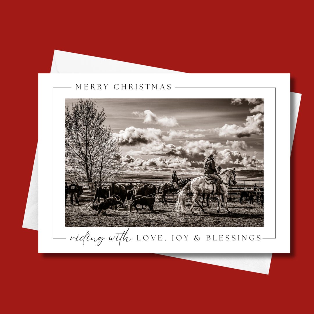 Cowboy Christmas Cards • Cowboy Roping Calf Christmas Card • Western ...