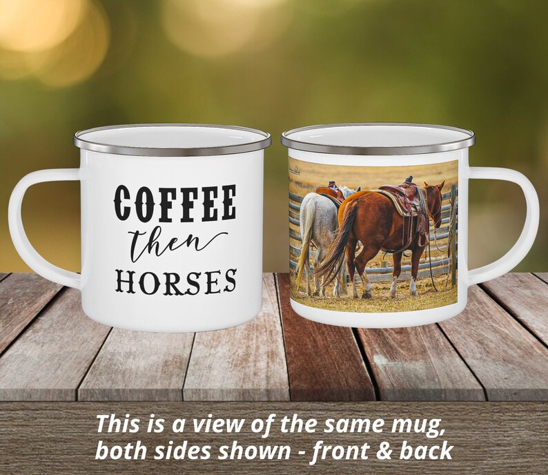 Ranch Horse Photo Metal Camping Mug, Horse Photos, Rustic Ranch Decor ...