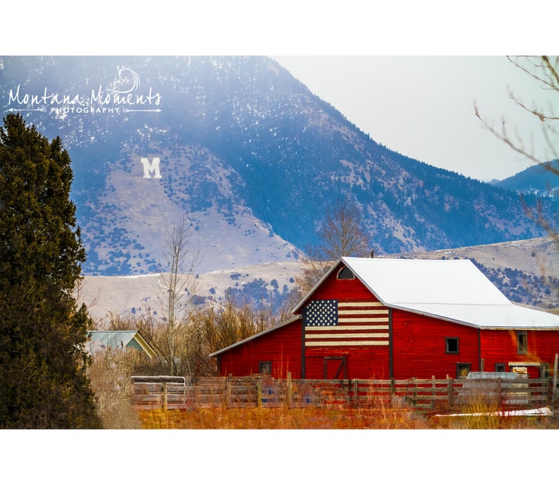 American Flag on Barn, Barn Wall Art Photo, American Flag Art Photo, U ...