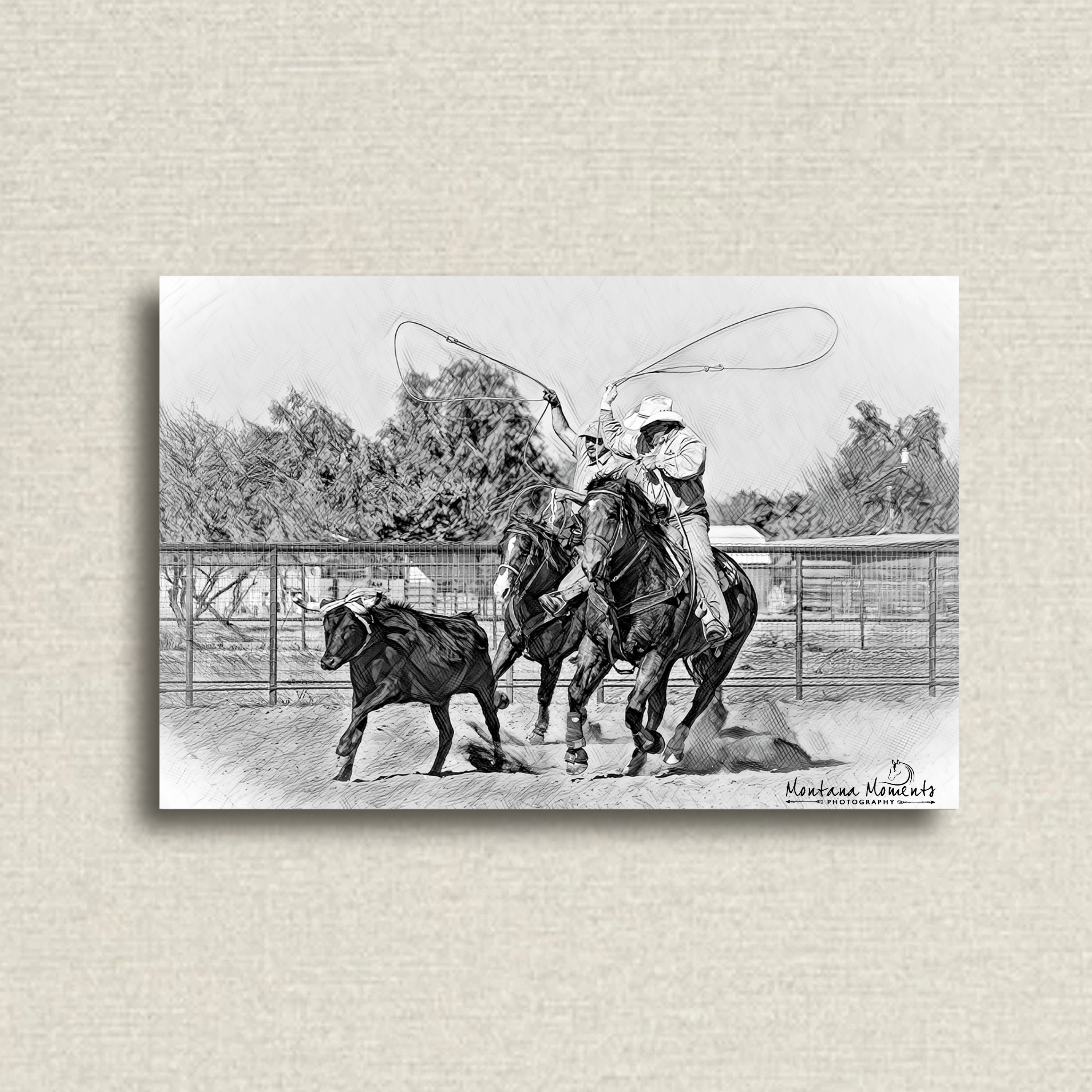 Black & White Sketch Rodeo Photo Canvas Wall Print Western Wall Decor ...